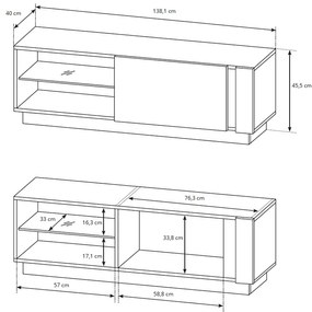TV stolek Airoo 138, dub artisan