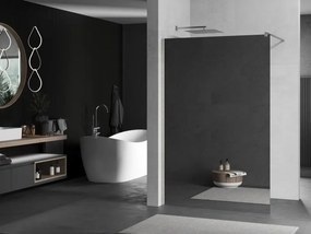 Mexen Kioto, sprchová zástěna Walk-In 140 x 200 cm, 8mm sklo vzor zrcadlo, broušená ocel profil, 800-140-101-97-50