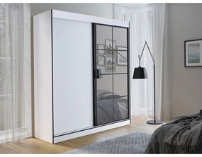 Šatní skříň s posuvnými dveřmi Birelto II 180 2D, Barva: bílá / bílá + černá