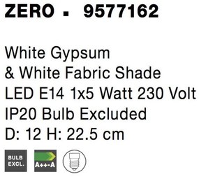 Nova Luce Stolní lampa ZERO, E14 1x5W Barva: Bílá
