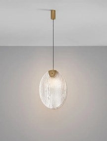 Ocelové LED závěsné svítidlo v mosazné barvě se skleněným stínidlem Shelina – Nova Luce