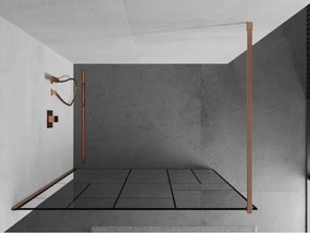 Mexen Kioto, sprchová zástěna Walk-In 140 x 200 cm, 8mm čiré sklo černý vzor, ​​měděný matný profil, 800-140-101-65-78