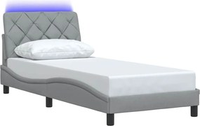 Rám postele s LED bez matrace Světle šedá 90x190 cm Látka 3310636