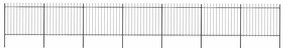 Zahradní plot s kopím nahoře ocelový 1172 x 150 cm černý 277635