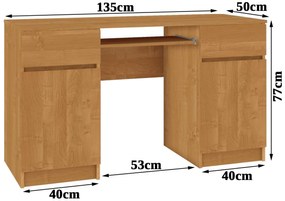 Psací stůl A5 135 cm olše