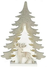 German Světelná LED dekorace "Sob v lese" / dřevo / zlatá / teplá bílá