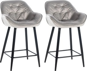 Sada 2 barových židlí Gibson samet – šedá