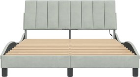 Rám postele s LED osvětlením bez matrace Hanko světle šedý 120 x 200 cm samet 3213769