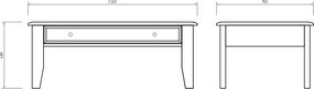 Bílý nábytek Konferenční stolek Belluno Elegante - velký, bílý, masiv, borovice