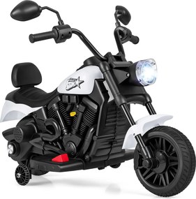 Costway 6 V dětský motocyklový chopper motorka s hudbou, předním nožním pedálem
