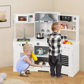 Costway Dětská kuchyňka na hraní s realistickými zvuky a světly Sada – bílý