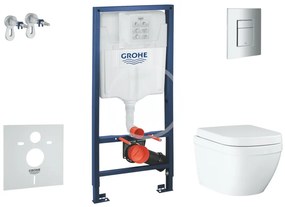 Grohe - Set předstěnové instalace, klozetu a sedátka Euro Ceramic, softclose, Triple Vortex, tlačítko Even, chrom