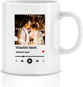 Personalizovaný klasický bílý keramický hrníček 300 ml s motivem přehrávače