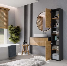Koupelnový sloupek S30 antracit/dub artisan