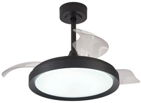 Mantra Mistral MIni, rozvinovací ventilátor se svítidlem a dálk. ovladačem, LED 40W 3000-6500K, černá, průměr 45/91cm