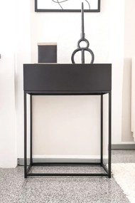 Moderní květináč na nožičkách STYLE, ocel, šířka 60 cm, černý mat