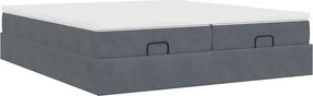 Osmanský rám postele s matrací tmavě šedý 200x200cm samet 3311268