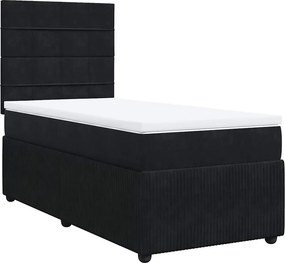 Box spring postel s matrací černá 90x200 cm samet 3292240