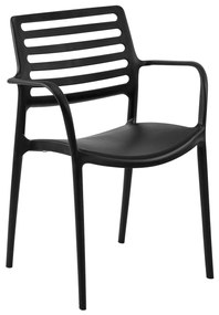 Černá plastová venkovní židle s područkami Cozza Lixa, stohovatelná