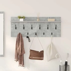 věšák, nástěnný, 1 prkno, háčky, kompozitní dřevo, 40x100x12 cm, beton šedá, Dekorino TK20260019