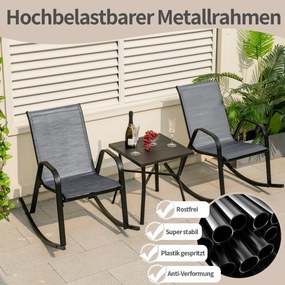 Costway Sada 2 houpacích křesel s prodyšným látkovým sedákem Ergonomická – šedá