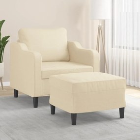 Křeslo s podnožkou krémové 60 cm textil 3201129