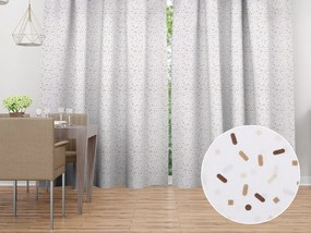 Biante Bavlněný závěs Sandra SA-396 Hnědo-béžové konfety na bílém 150x140 cm