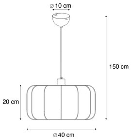 Závěsné svítidlo Japandi černé s bílou 40cm - Madleine