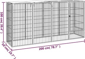 vidaXL 10panelová ohrádka pro psy černá 50 x 100 cm práškovaná ocel [3115948]