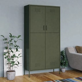 Šatní skříň olivově zelená 90 x 50 x 180 cm ocel,  336243