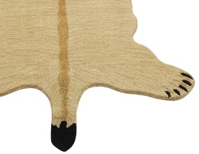 Vlněný dětský koberec ve tvaru lvice 100 x 160 cm béžový SARABI Beliani