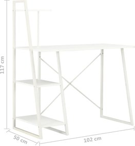 Psací stůl s poličkami bílý 102 x 50 x 117 cm 20282