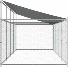 Klec pro psy se střechou a dvířky šedá 8x2x2 m pozinkovaná ocel 3209570