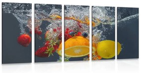 5-dílný obraz ovoce ve vodě - 200x100 cm