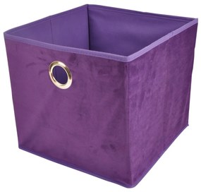 Homea Textilní úložný box sametový fialový 31x31x28 cm