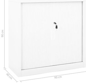 vidaXL Marketos Skříň s posuvnými dveřmi bílá 90 x 40 x 90 cm ocel