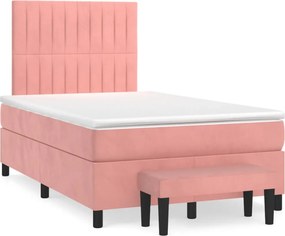 Box spring postel s matrací růžová 120 x 200 cm samet 3137958