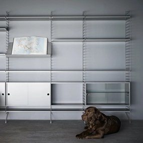 STRING Skříňka Cabinet with Sliding Doors, Grey