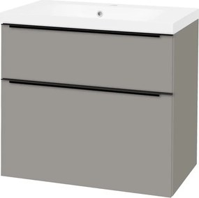 Mereo Mereo, Mailo, koupelnová skříňka s umyvadlem z litého mramoru 81 cm, bílá, dub, antracit, CN571MB