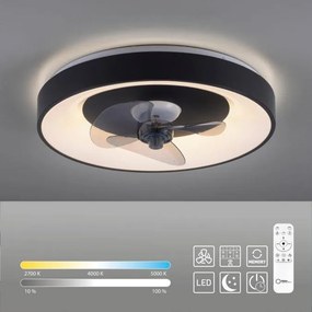 LD 14644-18 LED stropní svítidlo s ventilátorem černé, časovač, stmívatelné paměťová funkce, 2700-5000K - JUST LIGHT