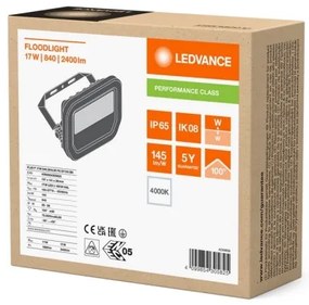 LED reflektor LEDVANCE FLOODLIGHT černý 17W/11W 2400lm/1600lm 4000K neutrální bílá IP66