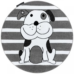 Hans Home | Dětský kusový koberec Petit Puppy grey kruh - 140x140 (průměr) kruh