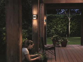 LED Venkovní nástěnné svítidlo Philips Grass s pohybovým čidlem 17322/93/16 antracitové 2700K