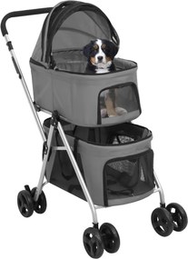 2patrový skládací kočárek pro psa šedý 83 x 48 x 97 cm oxford 172205