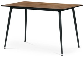 Jídelní stůl, 120x75 cm, deska MDF, dýha divoký dub, kovové nohy, černý lak