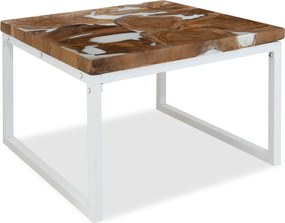 vidaXL Konferenční stolek, teak a pryskyřice, 60x60x40 cm [244552] Barva: Bílá