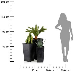 PLASTOVÝ KVĚTINÁČ PORTO SADA 3KS 67,7X35 CM+46,5X25 CM+57X30 CM IMITACE BETONU ČERNÁ