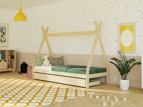 Benlemi Rostoucí dětská postel SWITCH 2v1 ve tvaru teepee s úložným šuplíkem Zvolte barvu: Béžová, Zvolte rozměr: 90x160 cm