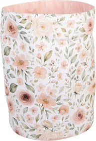 Bílý látkový košík s růžemi Soft Romantic Blush - Ø 15*16 cm