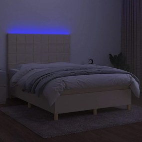 Box spring postel s matrací a LED krémová 140x190 cm textil 3135434